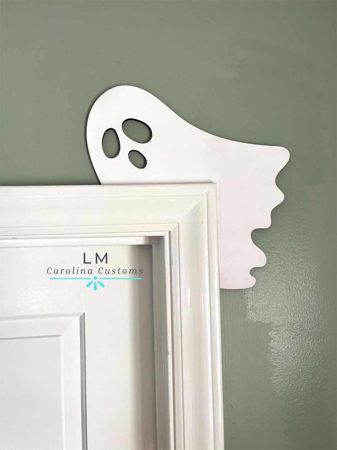 Halloween Ghost Door Corner Decor: Spooky Maple Wood Decoration - Etsy