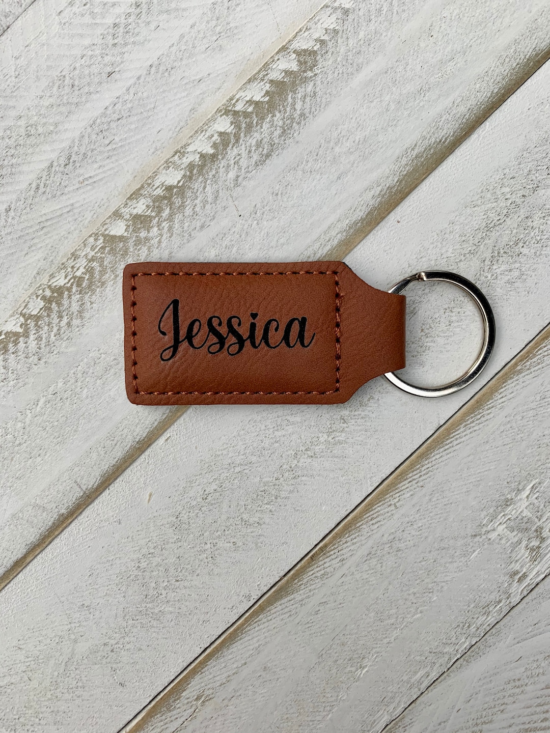 Engraved Leather Keychain: Personalized Faux Leather Keyring - Etsy