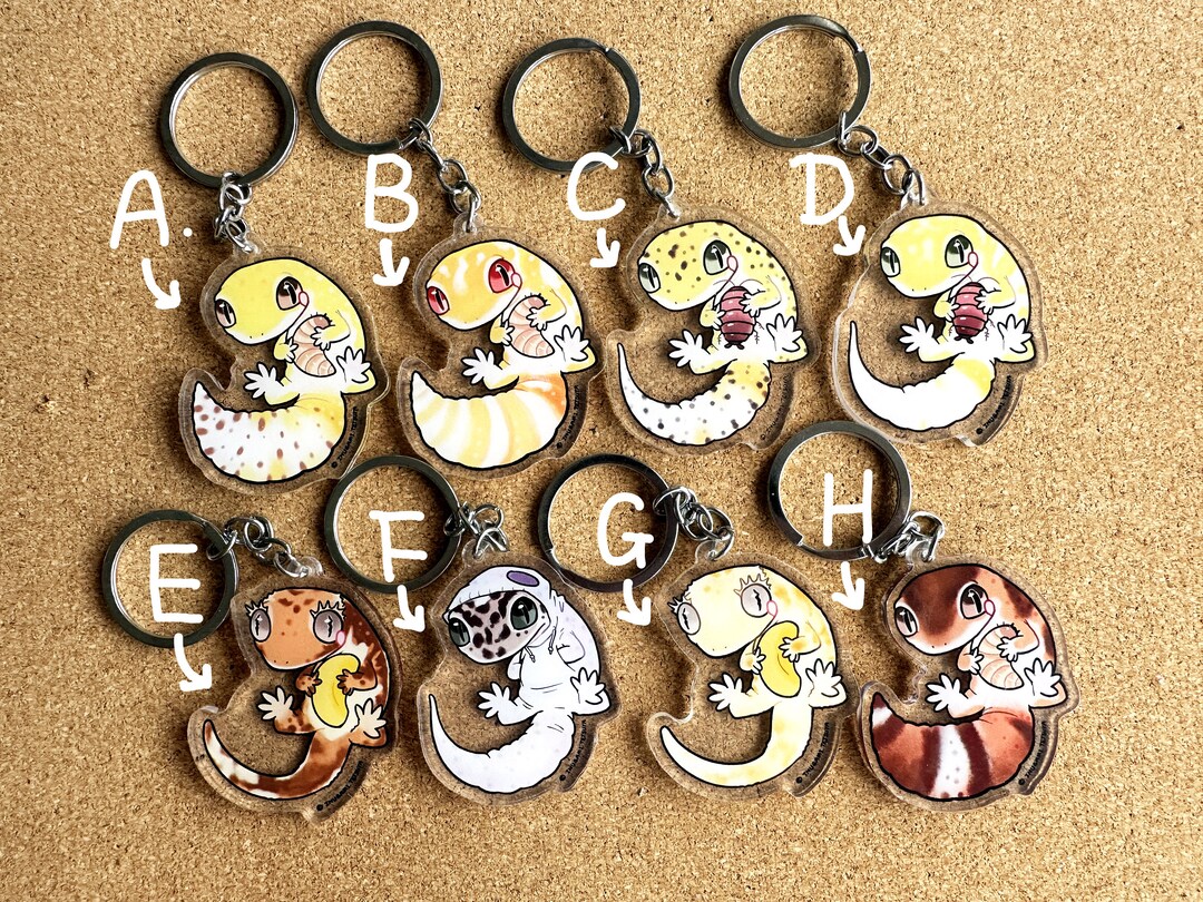 Acrylic Gecko Keychain Set/leopard Gecko Lover's Gift/ Bag Charm ...
