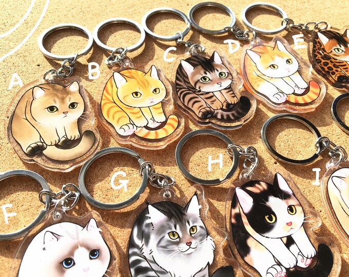 Clown Cat Acrylic Keychain / 2in Double-sided Charm / Cute Cat Lover ...