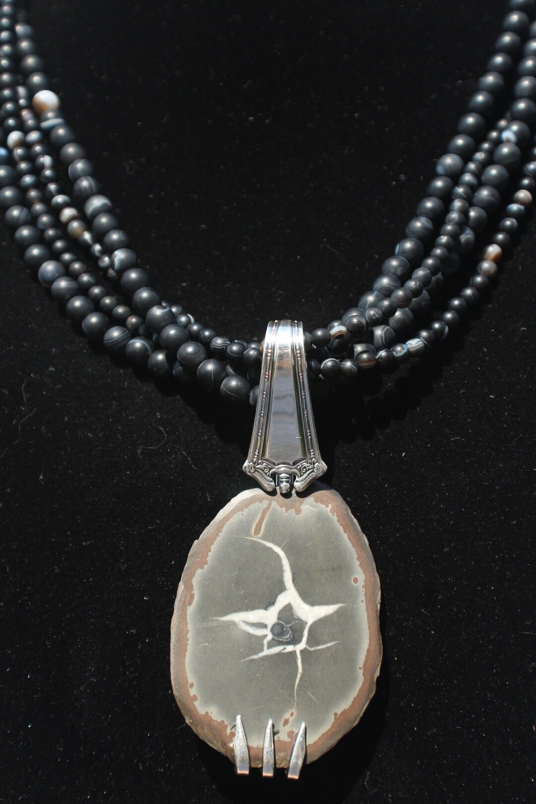 Buy Geode Slice Mud Concretion Pendant. Setting is a Vintage Sterling ...