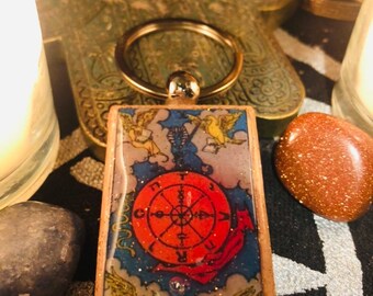 Wheel of Fortune Tarot Card Keychain Wheel of Fortune Gift - Etsy