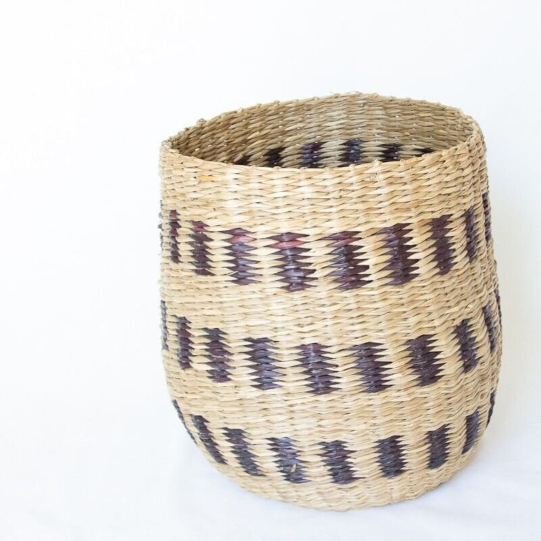 Vgt Native American Southwestern Grass Woven Round Planter Storage ...