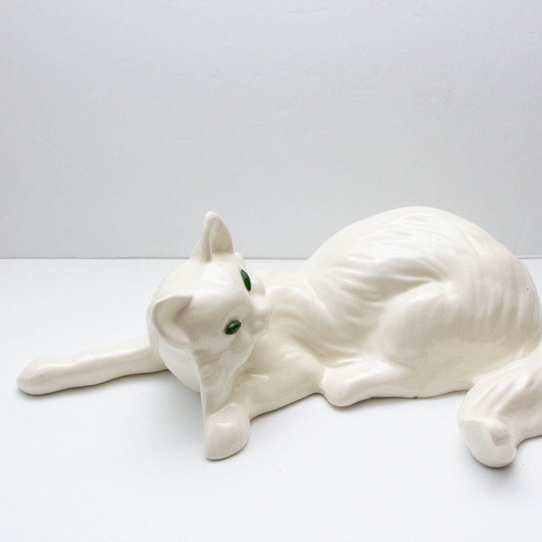 Vgt MCM Retro Ceramic Large Cat Figurine Sculpture USA Marcia Pottery ...