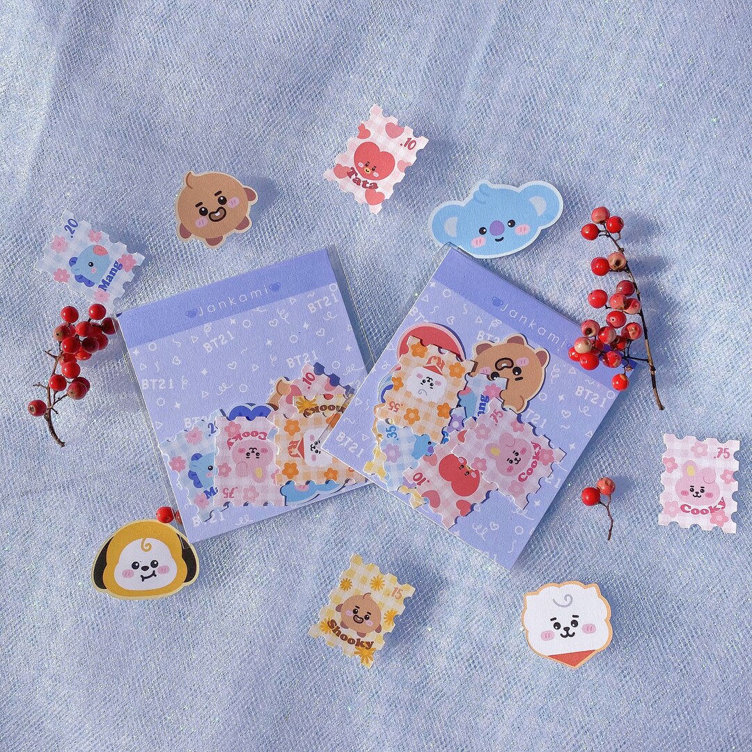 BTS BT21 Sticker Flakes 14 Flakes & Scallop Heart Sticker Sheet bt21 ...