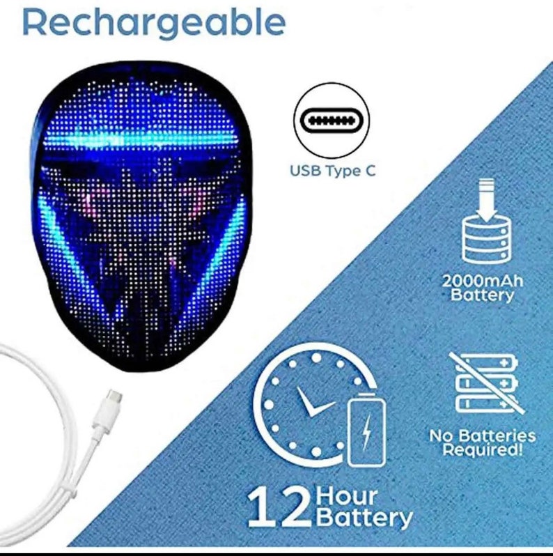 Face Transforming LED Mask Electronic Changing Facial Mask - Etsy