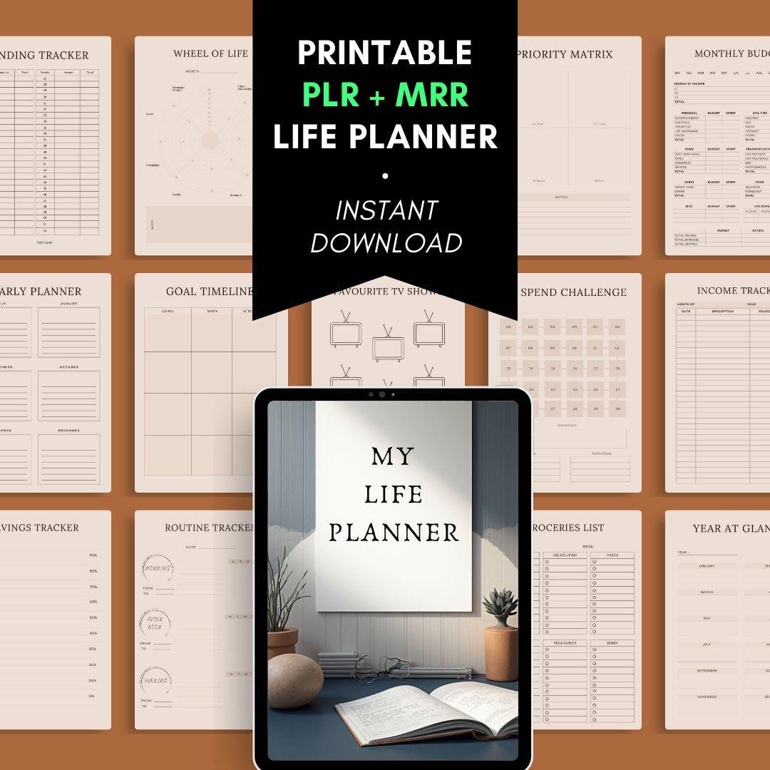 Printable Life Planner Canva Template PLR + MRR - Etsy