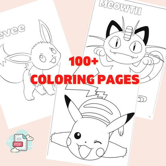 Pokemon Coloring Pages 100 Pages - Etsy