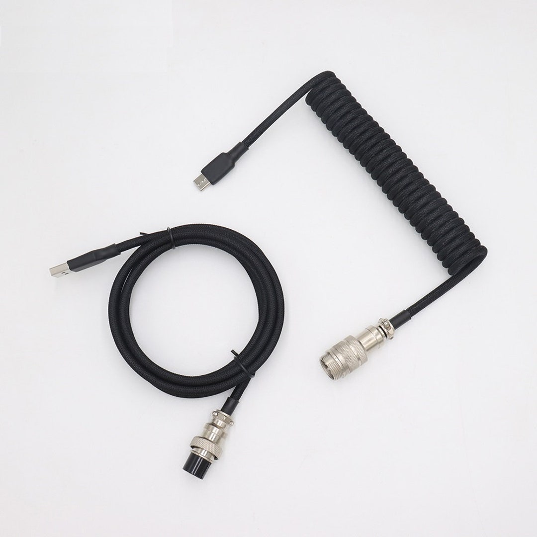 Custom Coiled Aviator USB-C Keyboard Cable With Silver GX16 Aviator ...