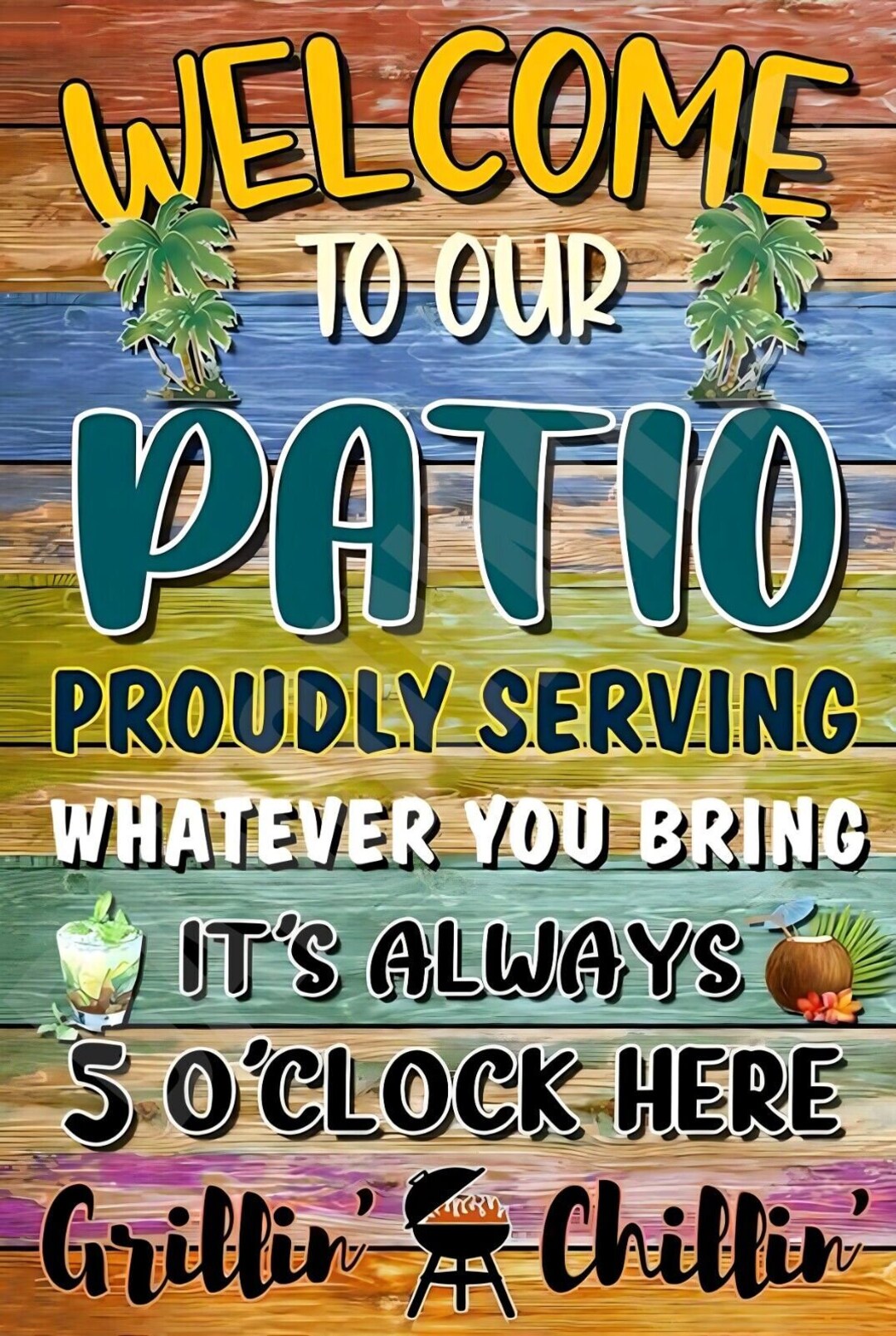 Welcome to Our Patio V3 Funny Sign 8" X 12" Aluminum Metal Sign - Etsy