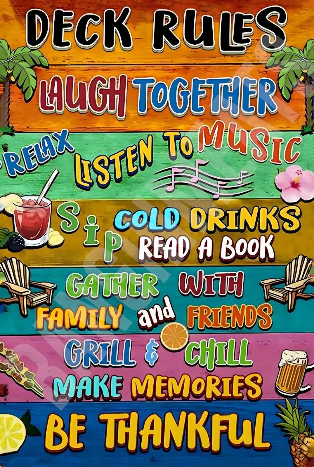 Deck Rules V2 Funny Sign 8" X 12" Aluminum Metal Sign - Etsy