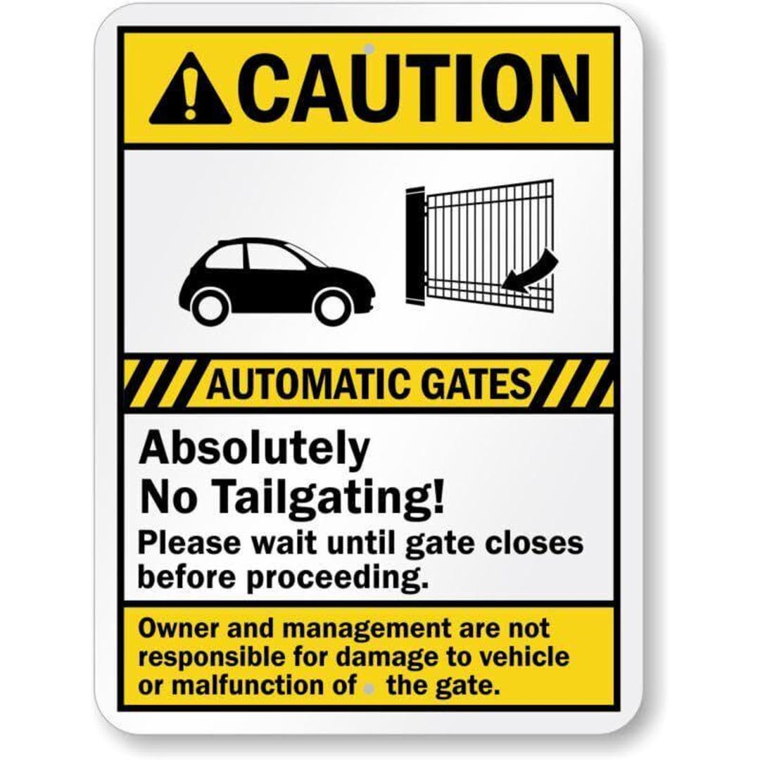 No Tailgating Aluminum Sign, Weatherproof Caution (outdoor Use) - Etsy
