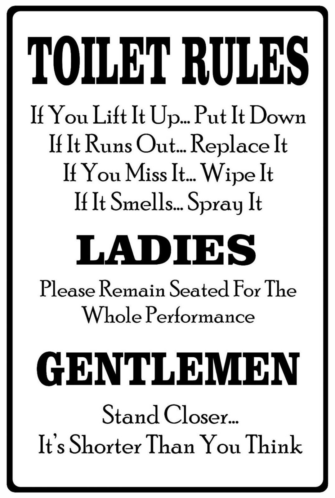 Toilet Rules Funny 8 X 12 Aluminum Metal Sign - Etsy