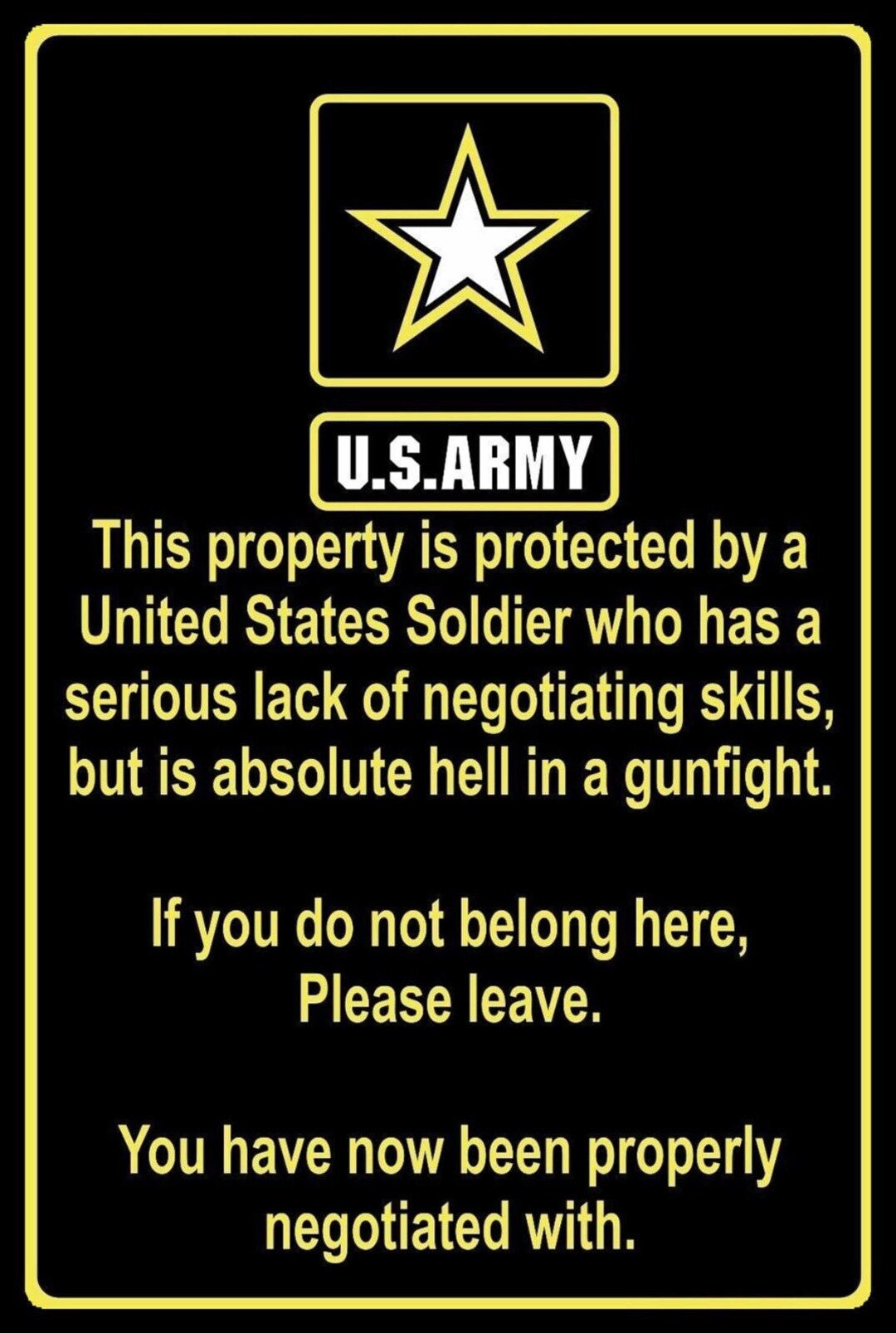 Property Protected by US Army Soldier Funny 8 X 12 Aluminum Metal Sign ...