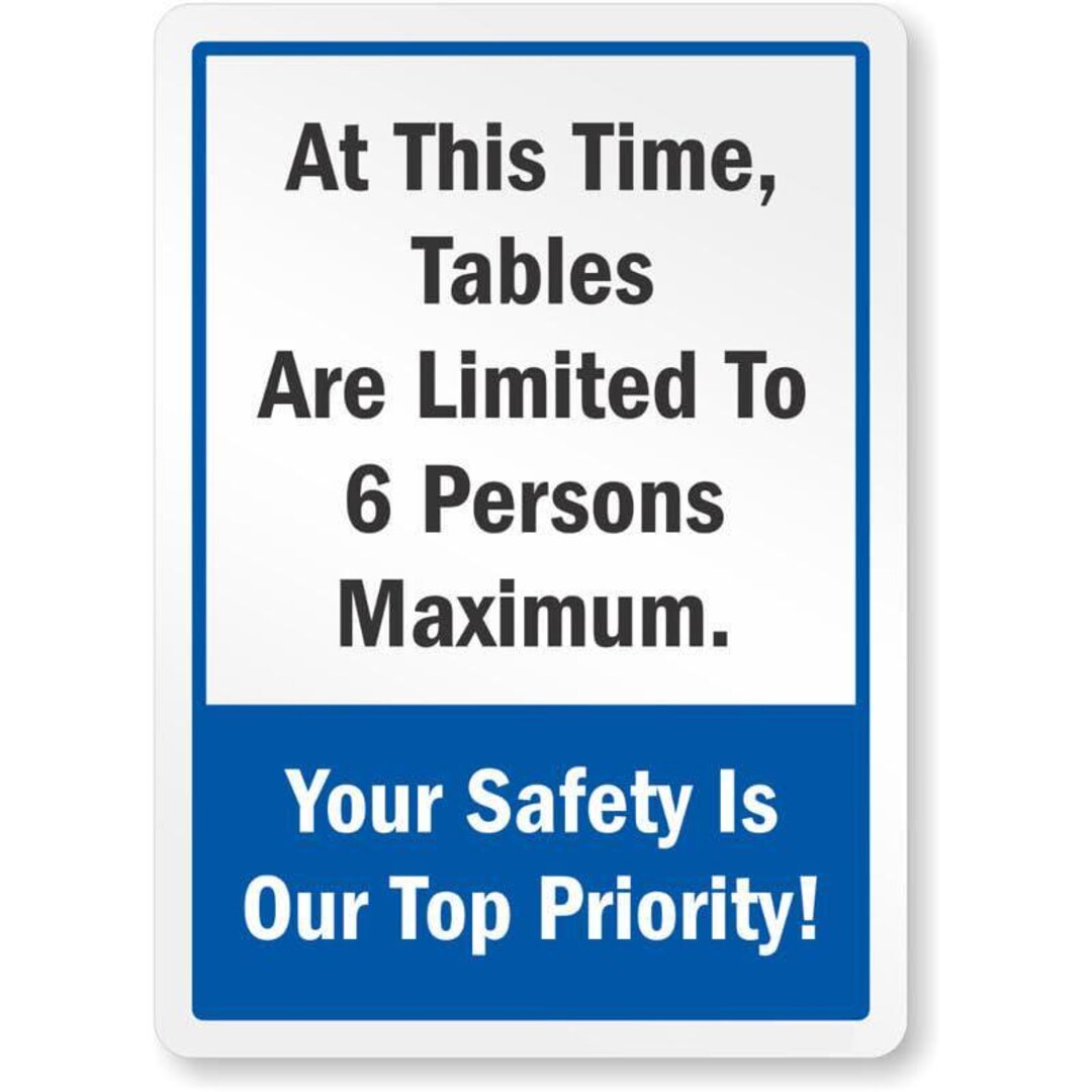 Tables Limited to 6 Persons Sign - Durable Aluminum Outdoor Use - Etsy