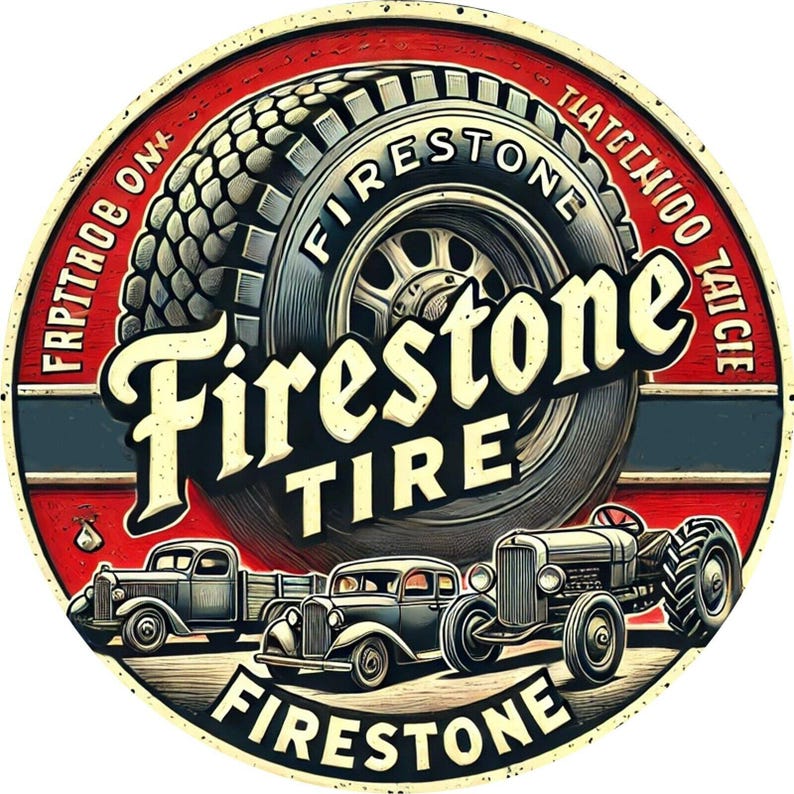 Vintage Firestone Tire Aluminum Round Weatherproof Sign Funny - Etsy