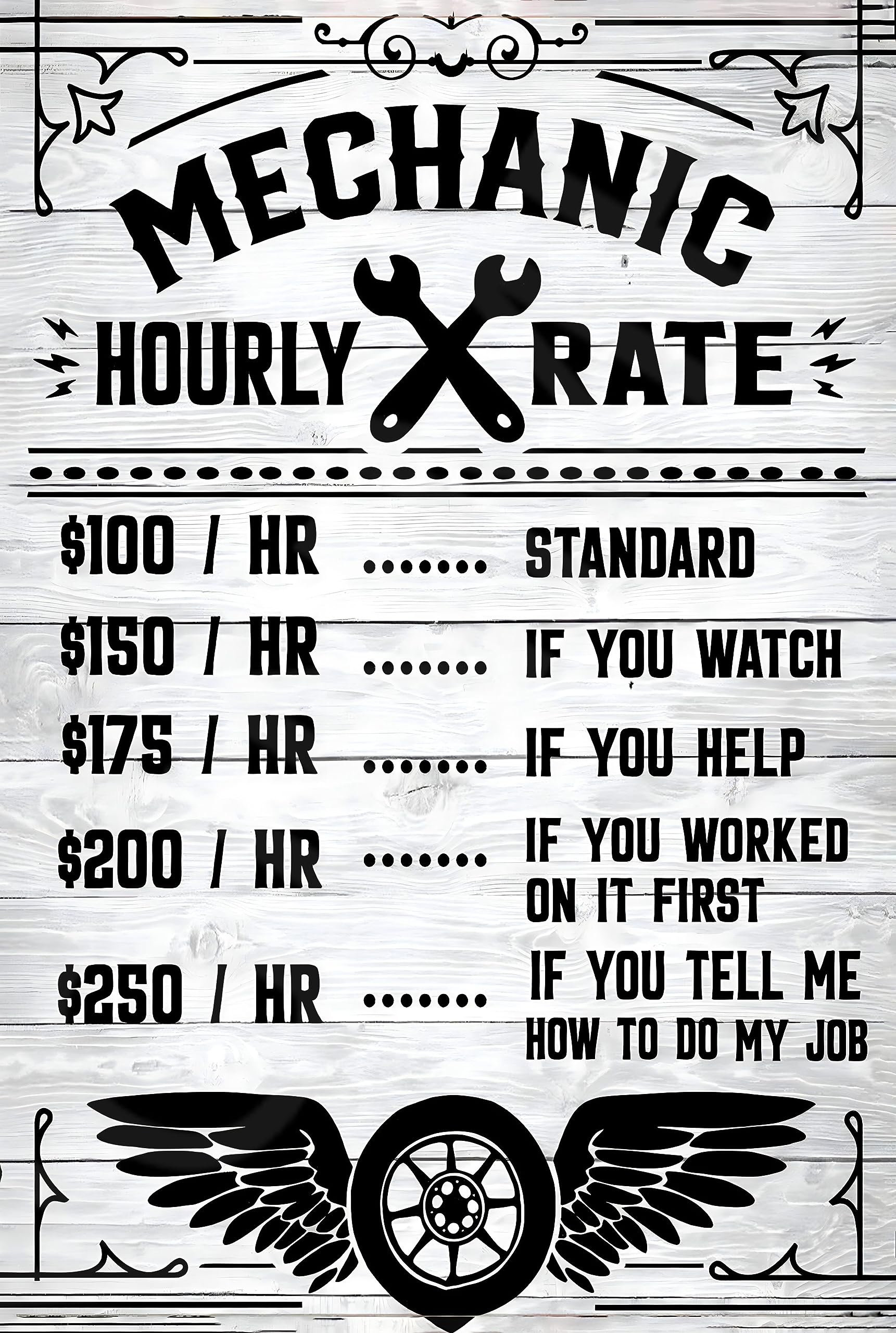 Mechanic Hourly Rate Funny Sign Weatherproof Aluminum 8" X 12" - Etsy