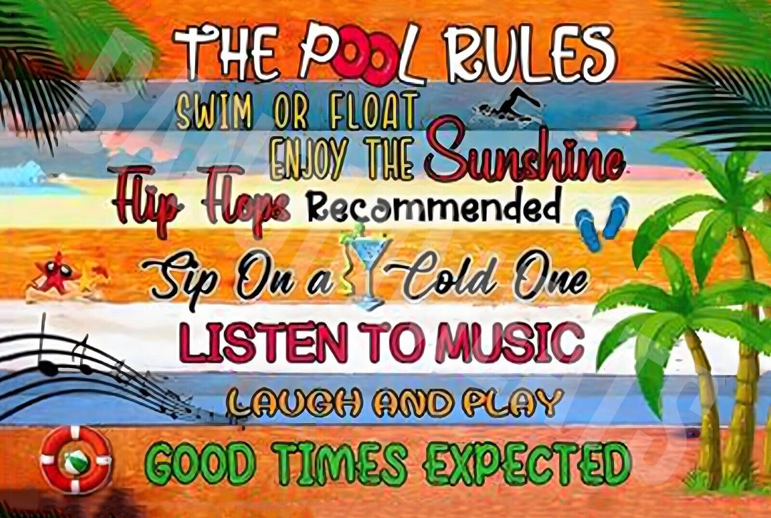 Pool Rules Funny Sign 8" X 12" Aluminum Metal Sign - Etsy