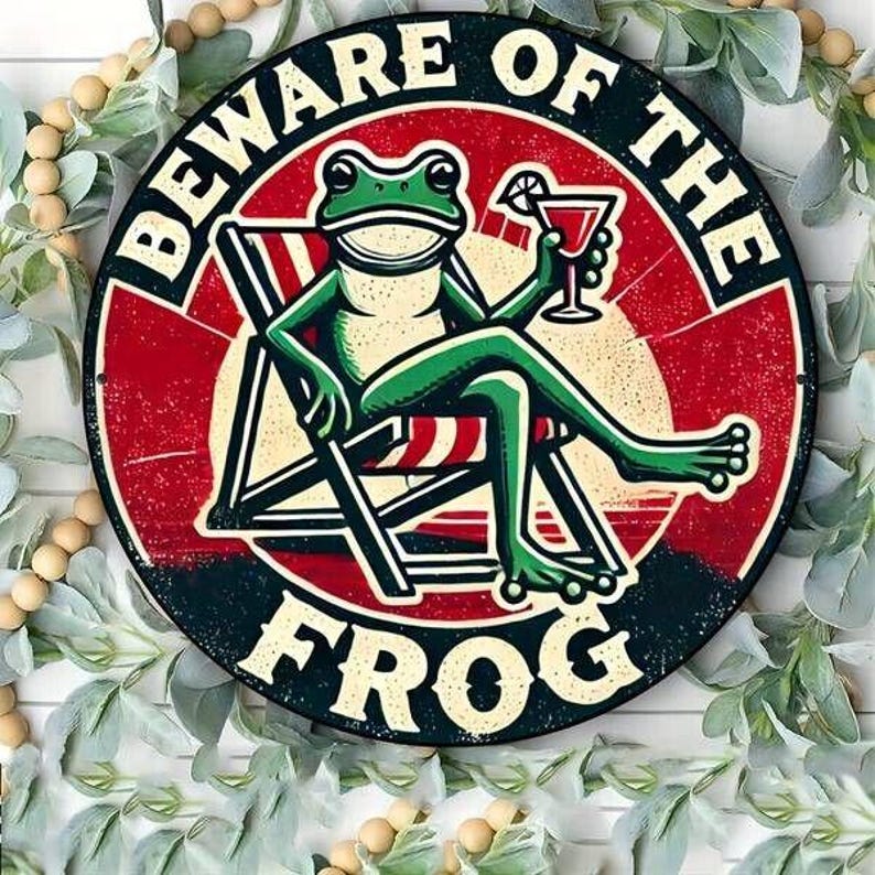 Beware of the Frog Aluminum Round Weatherproof Sign Funny - Etsy