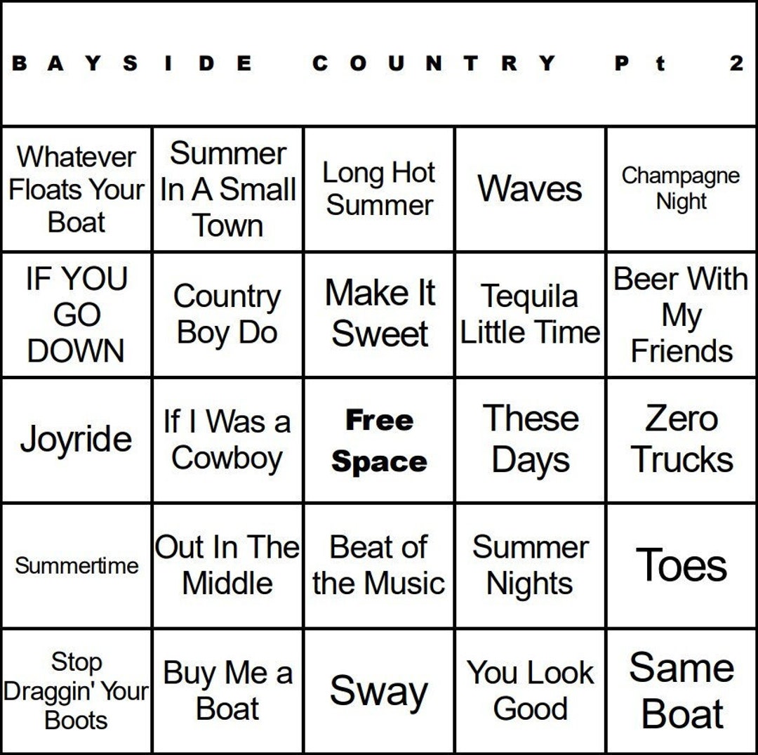Country Music Bingo Cards, Digital Download (100 Printable With ...