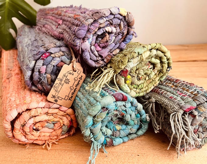 Colourful Large Rag Rug, Handmade Dyed Recycled Fabric Rug, Colourful ...