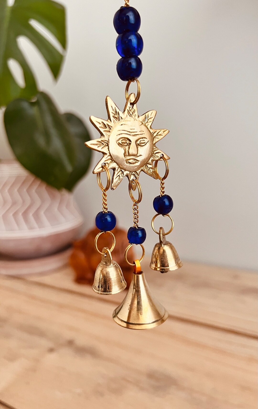 Mini Brass Hanging Sun Sunshine Bells, Small Windchime, Handmade ...