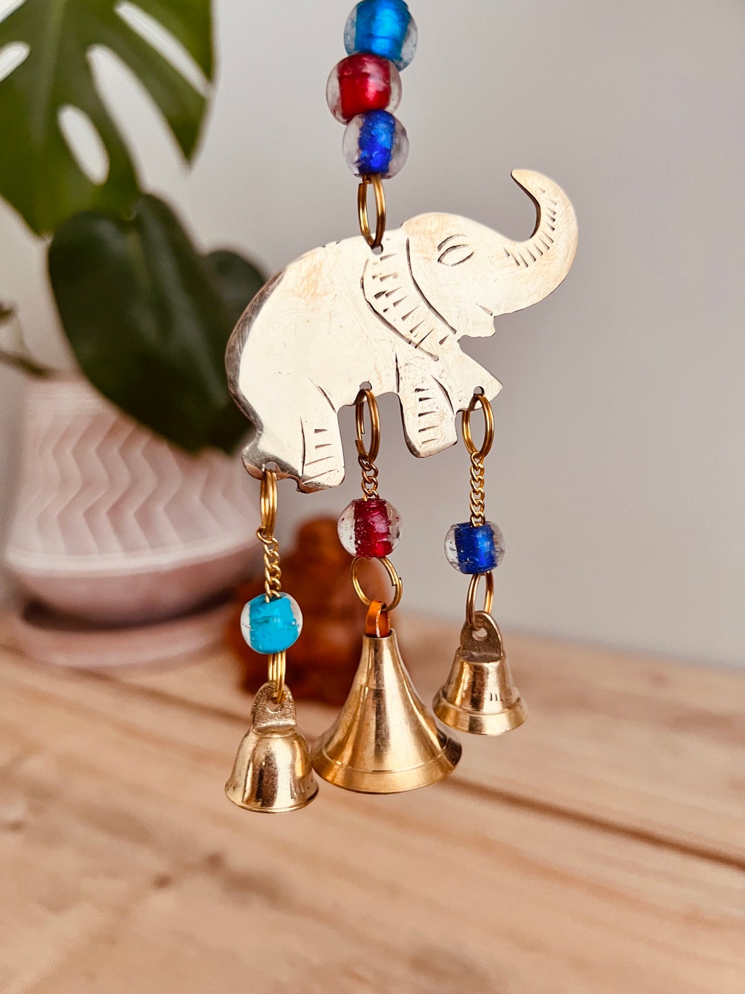 Cute Mini Elephant Hanging Indian Bell Recycled Brass Handmade Fair ...