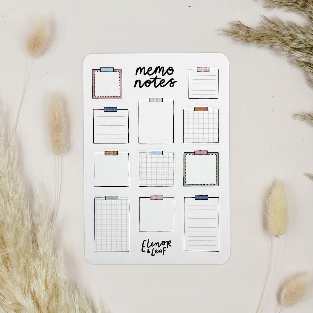 Memo Notes Sticker Sheet - Etsy
