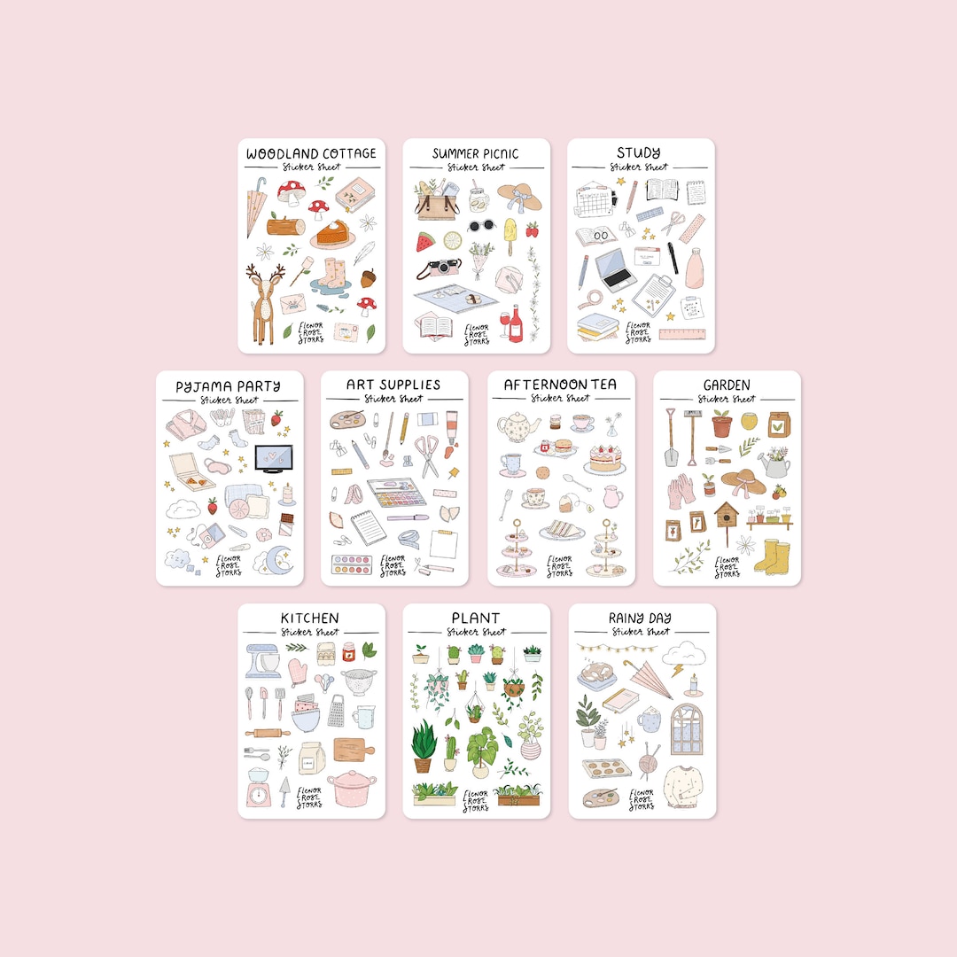 Cosy/home Aesthetic Sticker Sheet Bundle 10 Sheets Waterproof Vinyl - Etsy