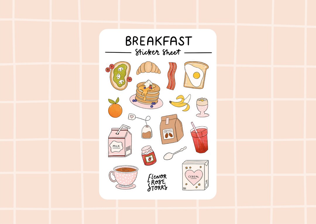 Breakfast Food Sticker Sheet - Etsy