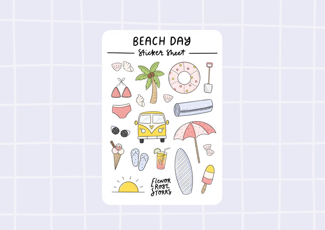 Beach Day Sticker Sheet - Etsy