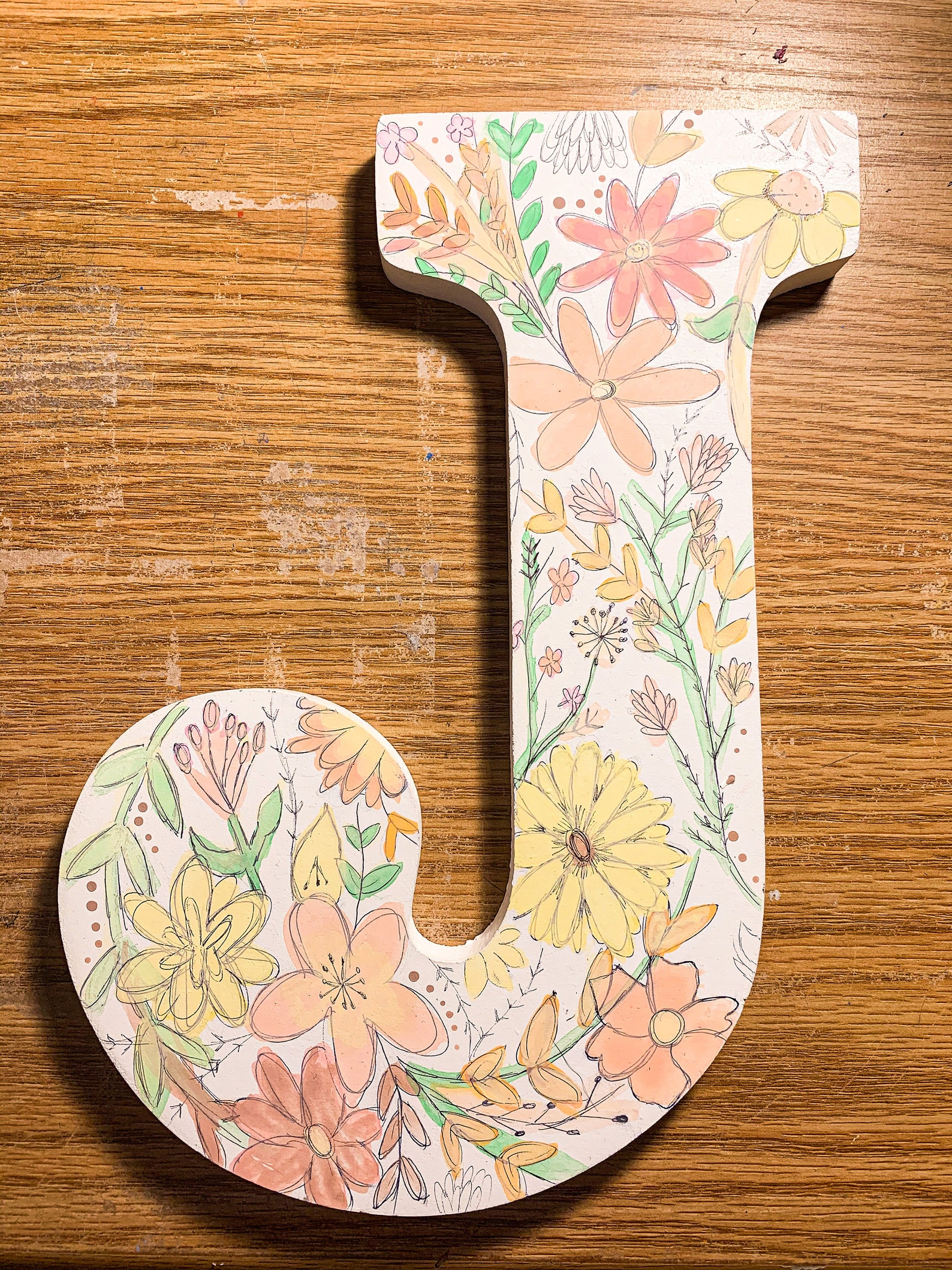 Hand Painted Aesthetic Wooden Letter Decor - Etsy