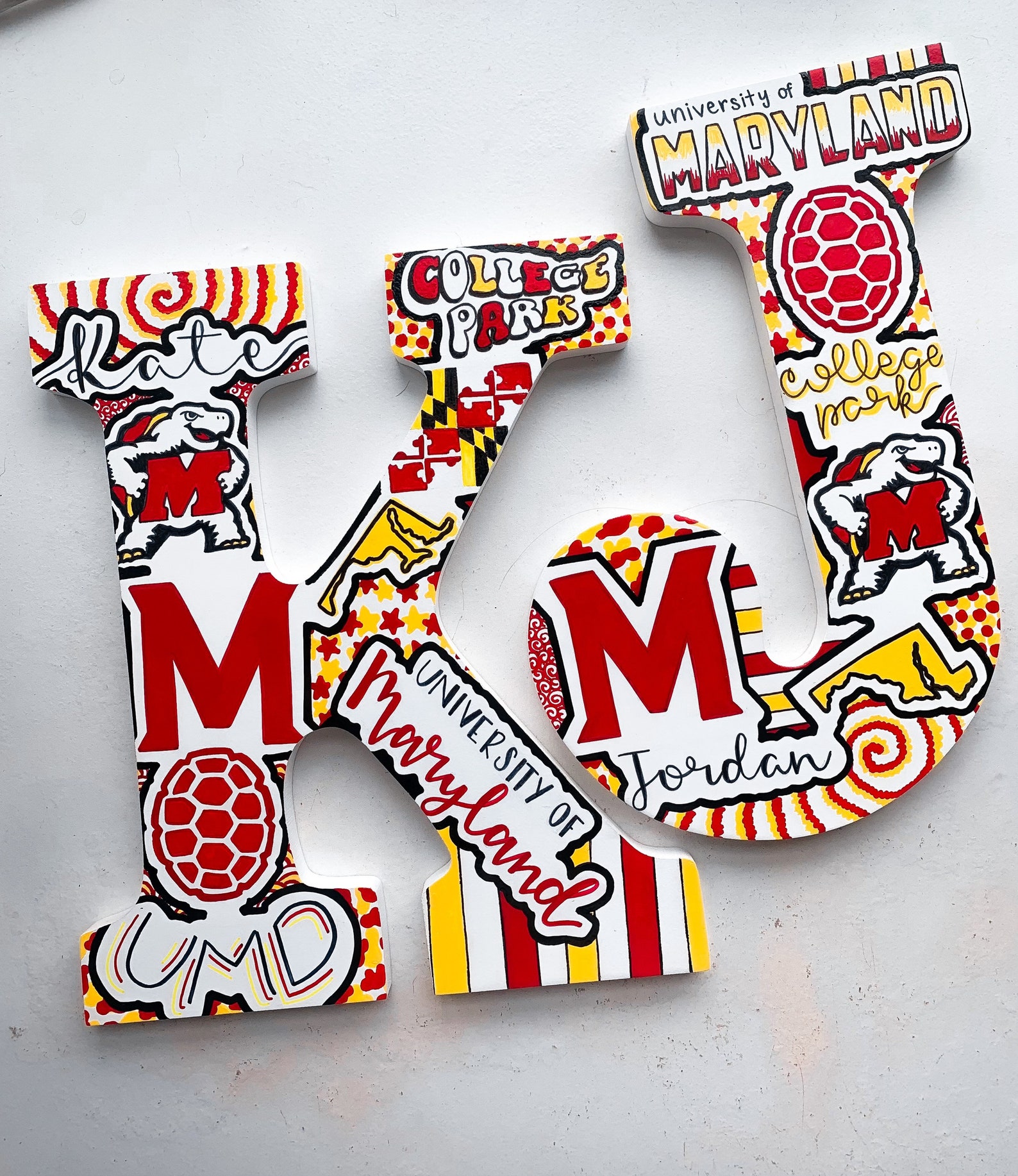 Hand Painted College Themed Wooden Letter Custom College - Etsy
