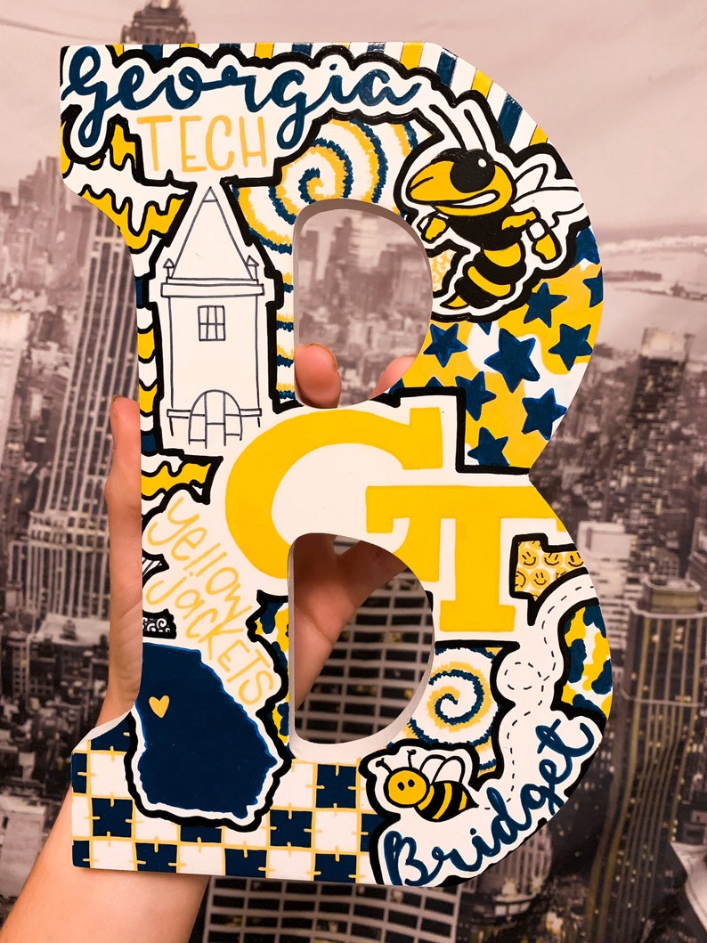 Hand Painted College Themed Wooden Letter Custom College - Etsy