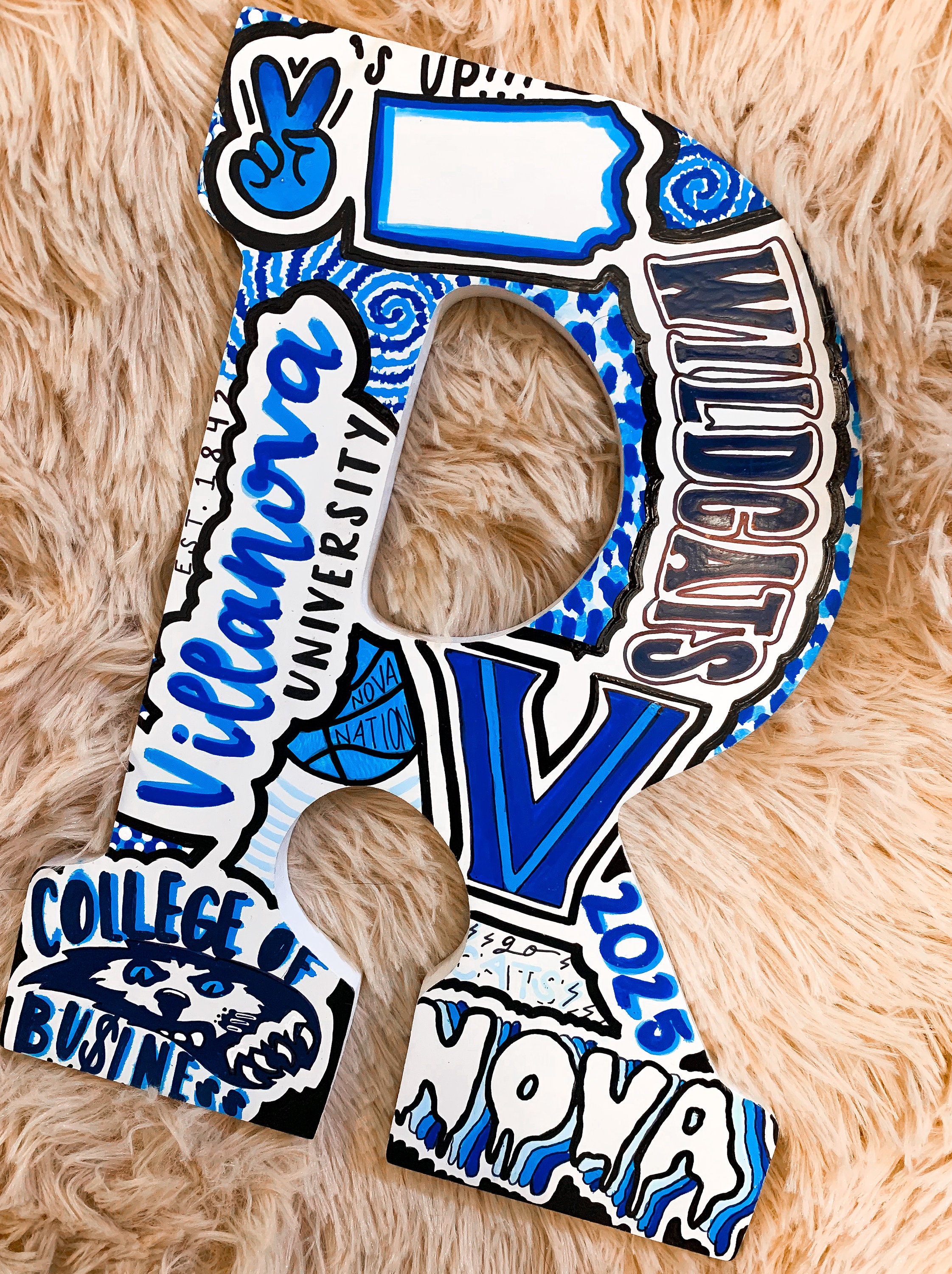 Hand Painted College Themed Wooden Letter Custom College | Etsy