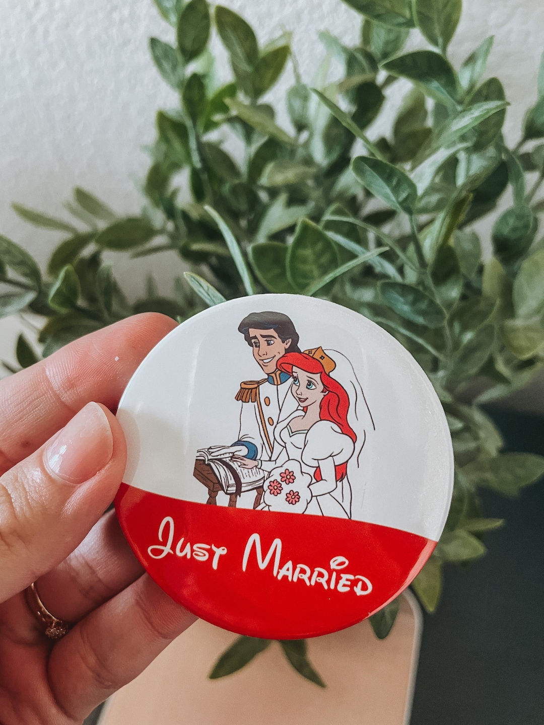 Just Married Disney Badge | Disney Couple Badge | Disney Little Mermaid ...