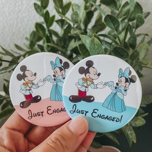 Disney Just Engaged Badge | Disney Just Engaged Button Pin | Mickey and ...