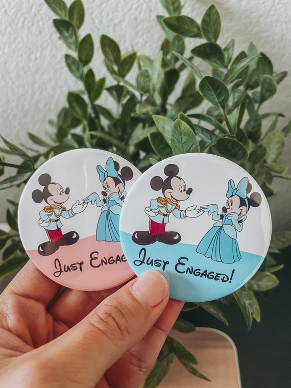 Disney Just Engaged Badge Disney Just Engaged Button Pin - Etsy