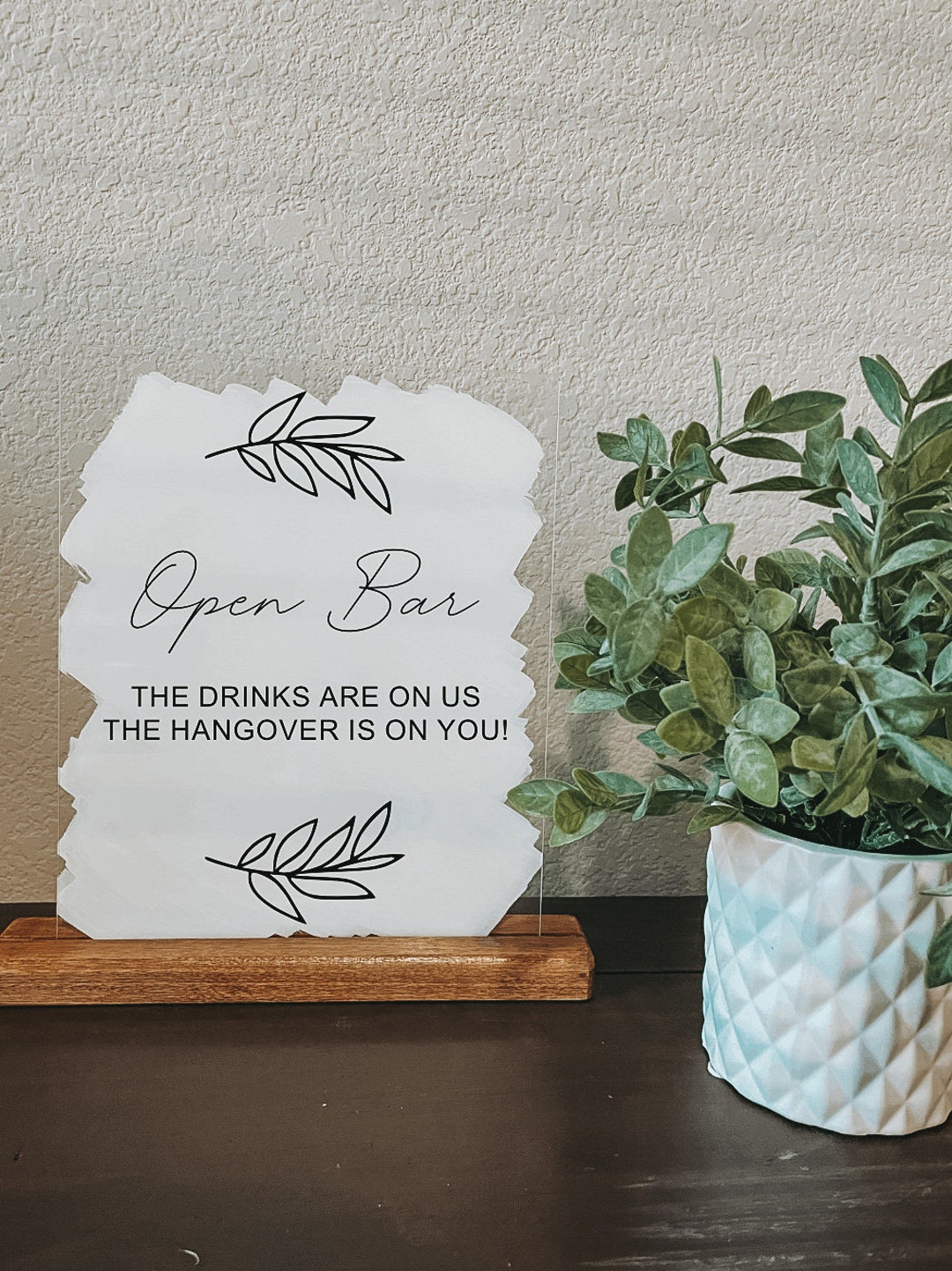 Acrylic Wedding Bar Sign: Modern Open Bar Decor - Etsy