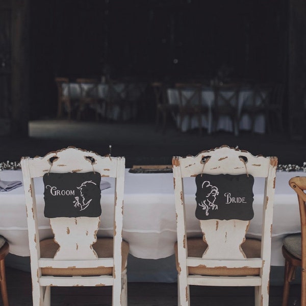 Bride and Groom Chair Sign - Etsy
