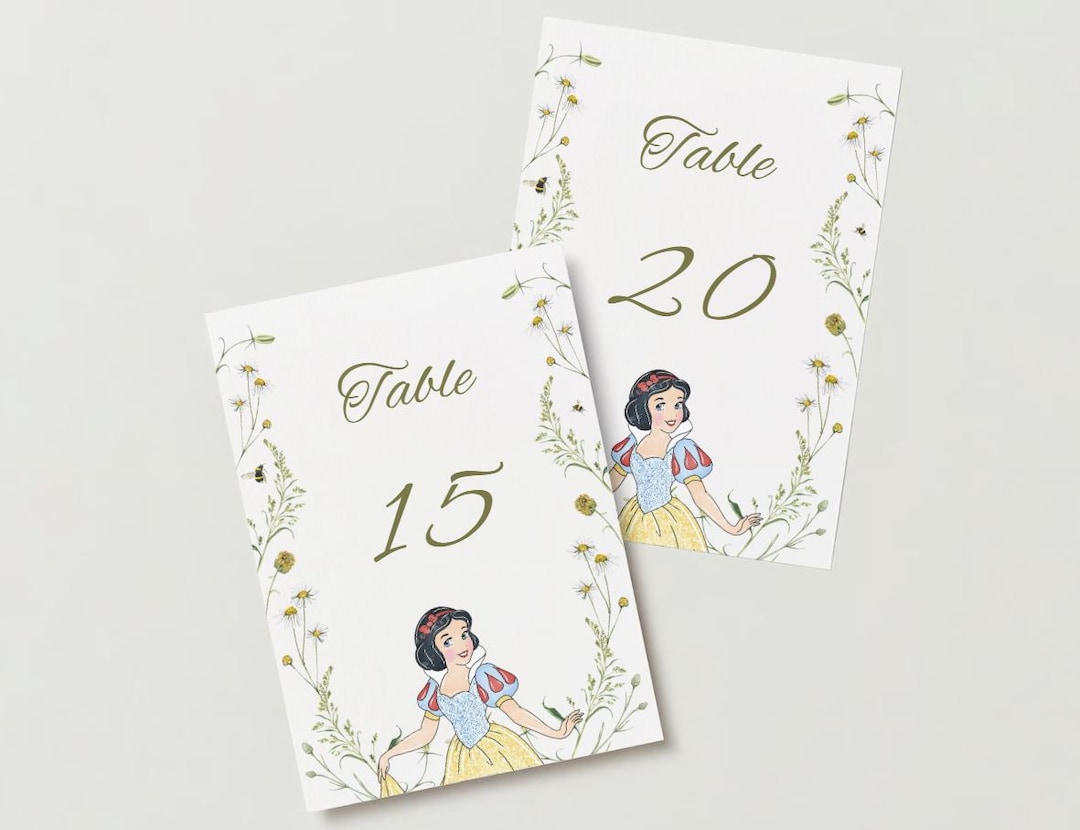 Disney Table Numbers | Disney Snow White Table Number | Disney Wedding ...