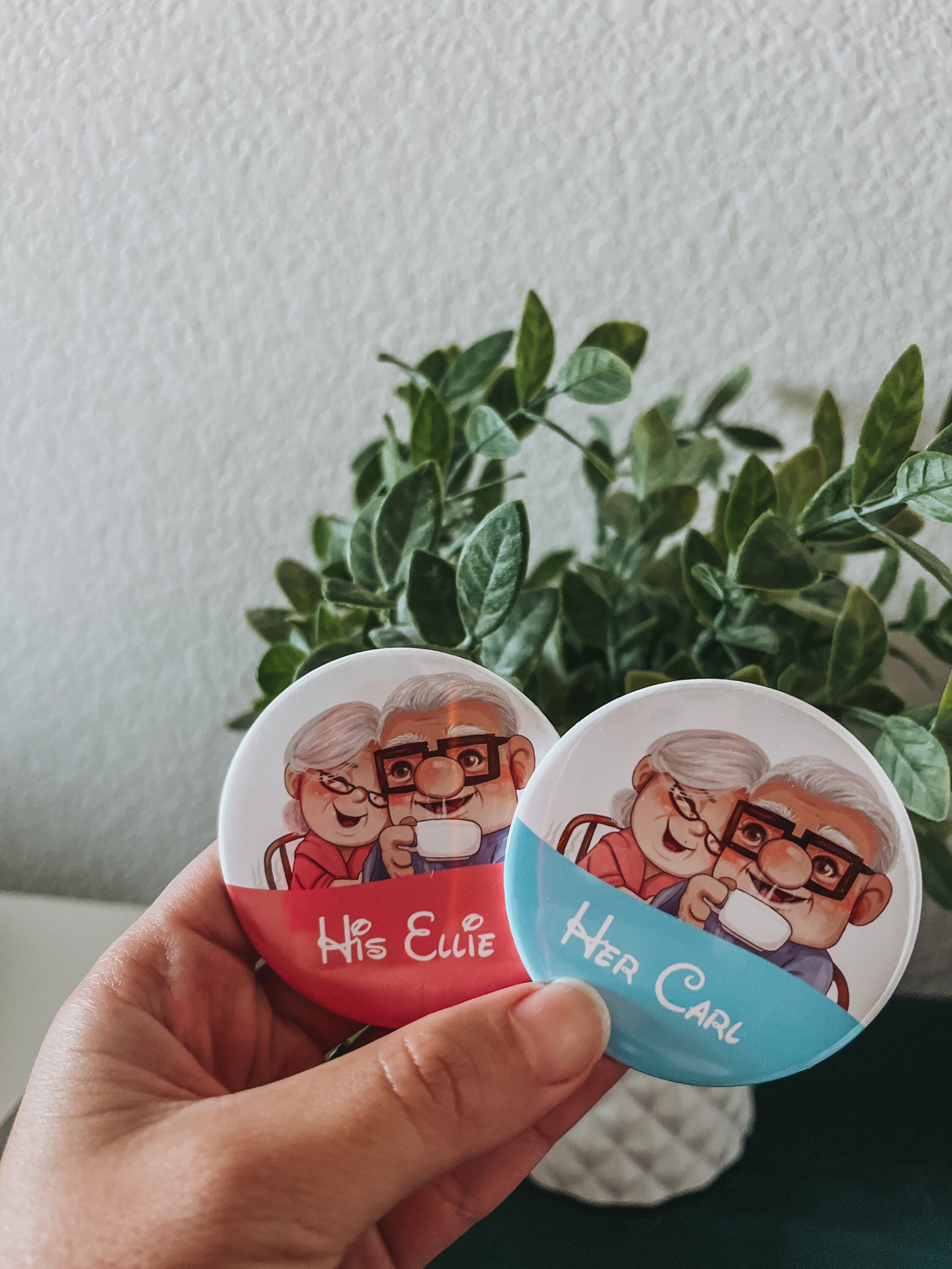 Disney Couples Badge | His Ellie Badge | Her Carl Badge | Disney Button ...