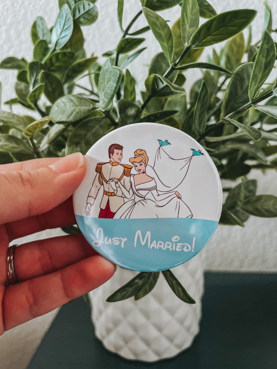 Disney Just Married Badge | Disney Just Married Button Pin | Cinderella ...
