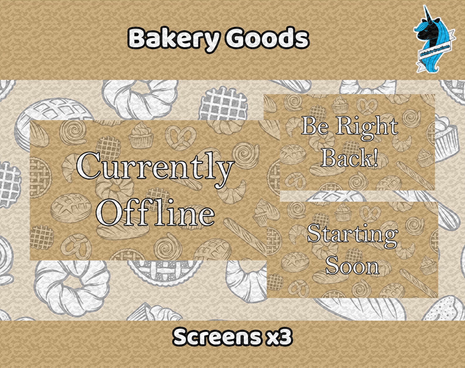 Bakery Baked Goods Sweets Twitch Streamer Screens | Twitch Panels ...