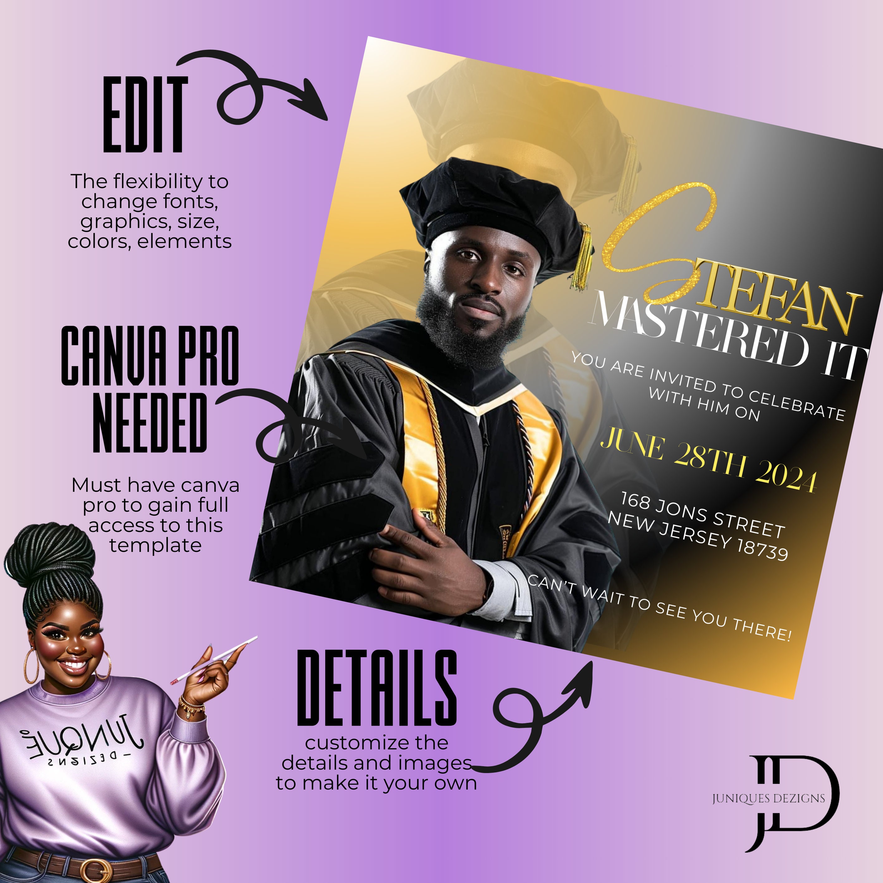 Editable Graduation Invitation,diy Grad Flyer,personalize Your Grad ...