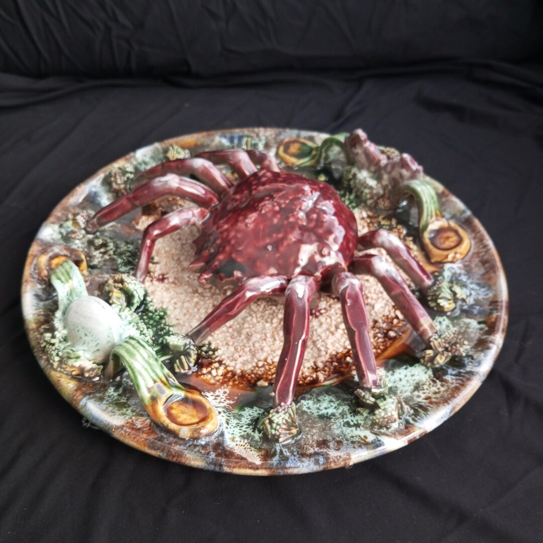 Majolica Palissy Style Crab Plate,vintage,portuguese,shellfish,wall ...