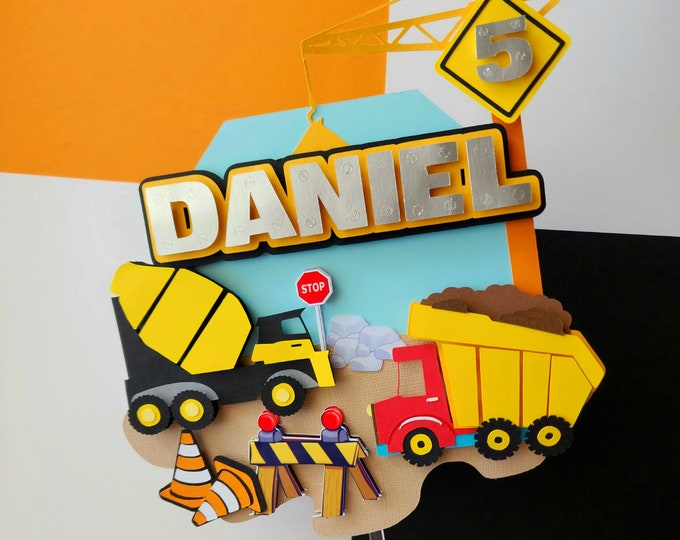 Construction Cake Topper, Construction Birthday Party, Truck Cake ...