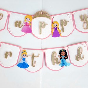 Princess Birthday Banner, Disney Princess Banner, Disney Princess Theme ...