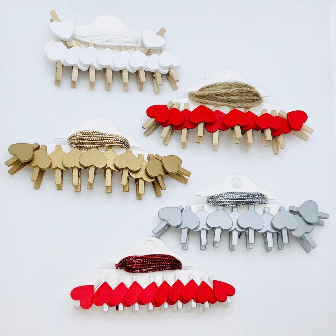 Valentines Day 10 Heart Mini Pegs With 1.5m of Twine-valentines ...