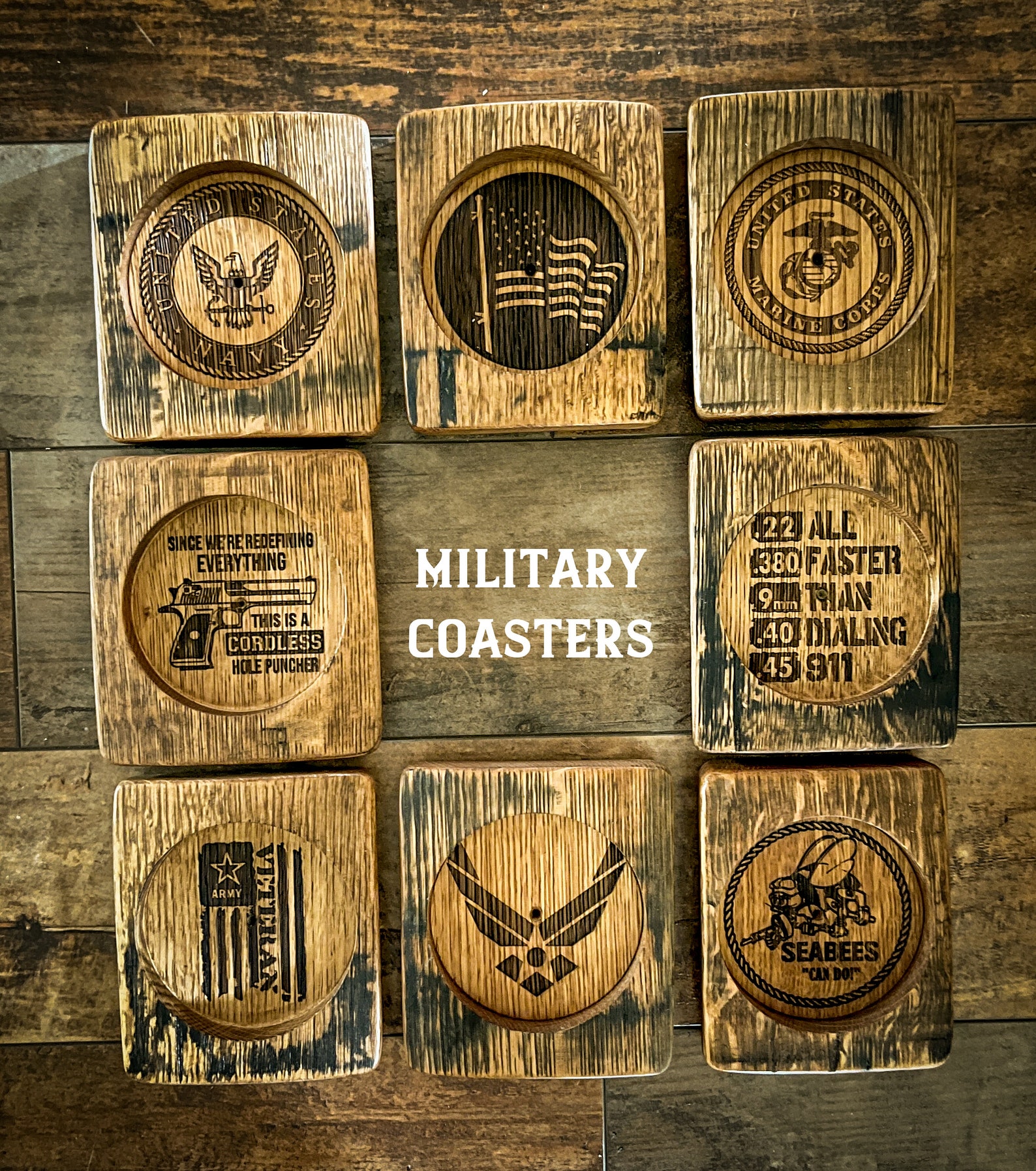 Custom Bourbon Barrel Coasters: Engraved Team & Wedding Gifts - Etsy